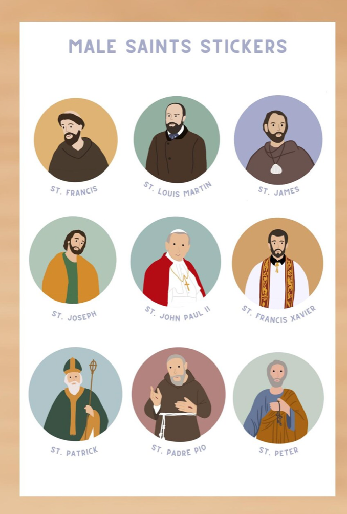 Male Saints Sticker Sheet | THE DOMESTIC MONASTERY