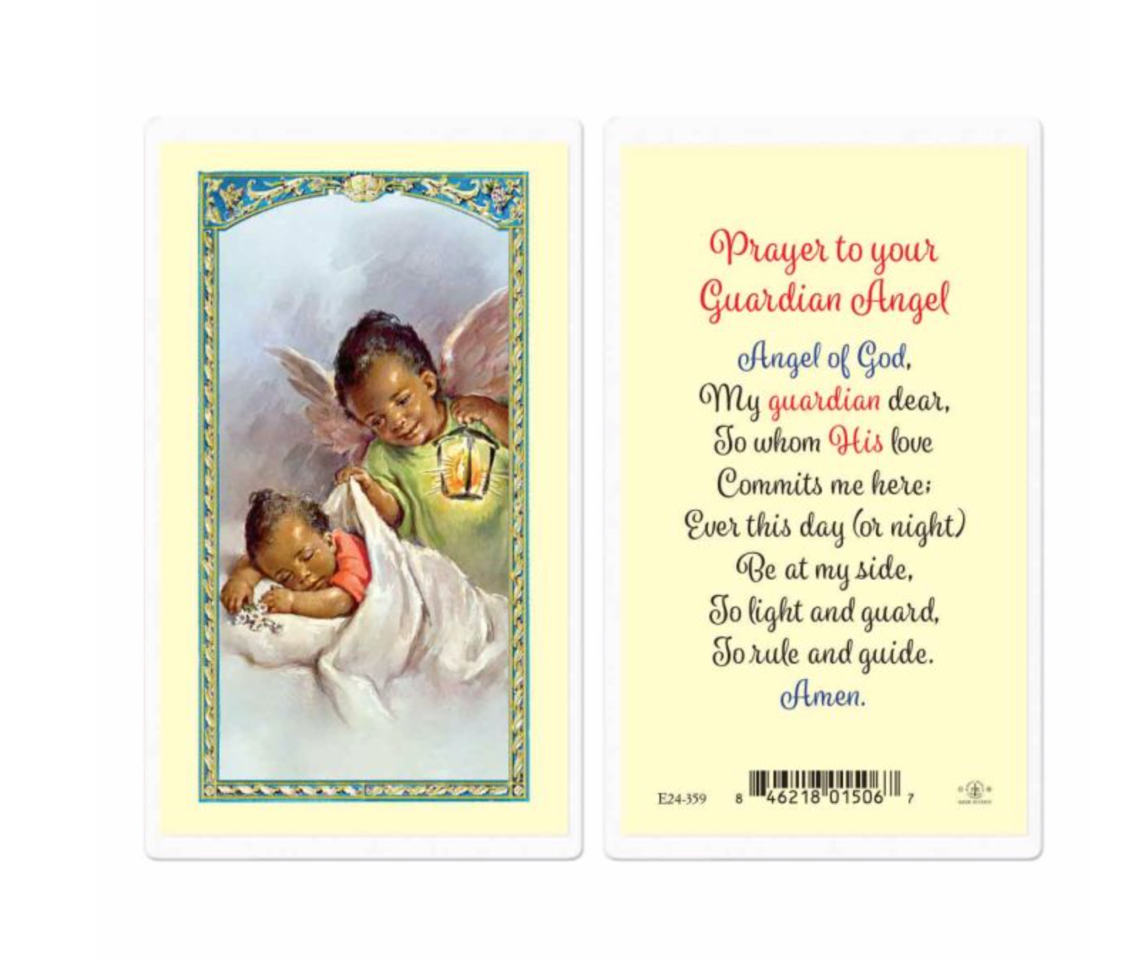 Guardian Angel Laminated Holy Card The Domestic Monastery
