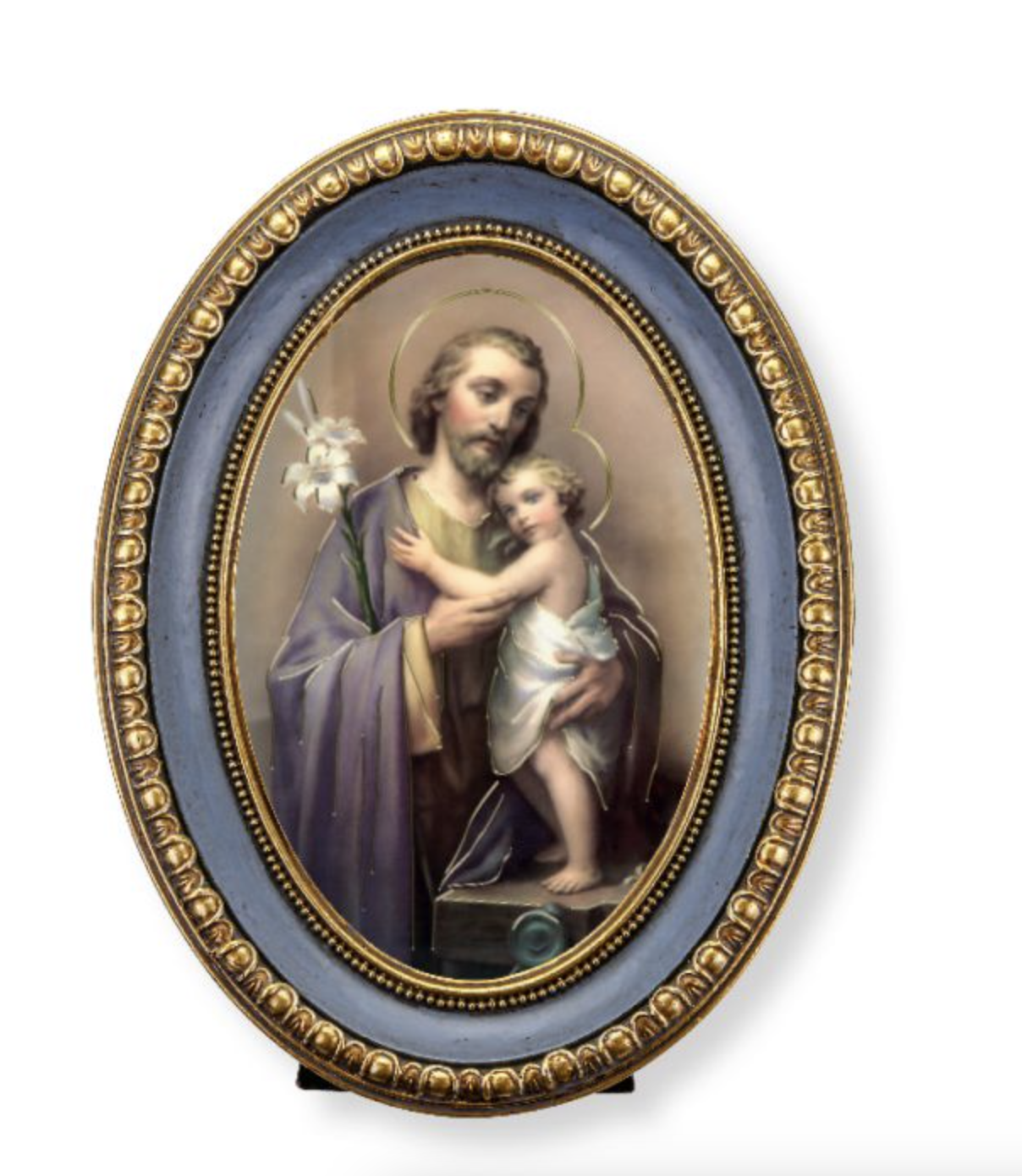 Saint Joseph Print with Oval Gold-Leaf Frame | THE DOMESTIC MONASTERY