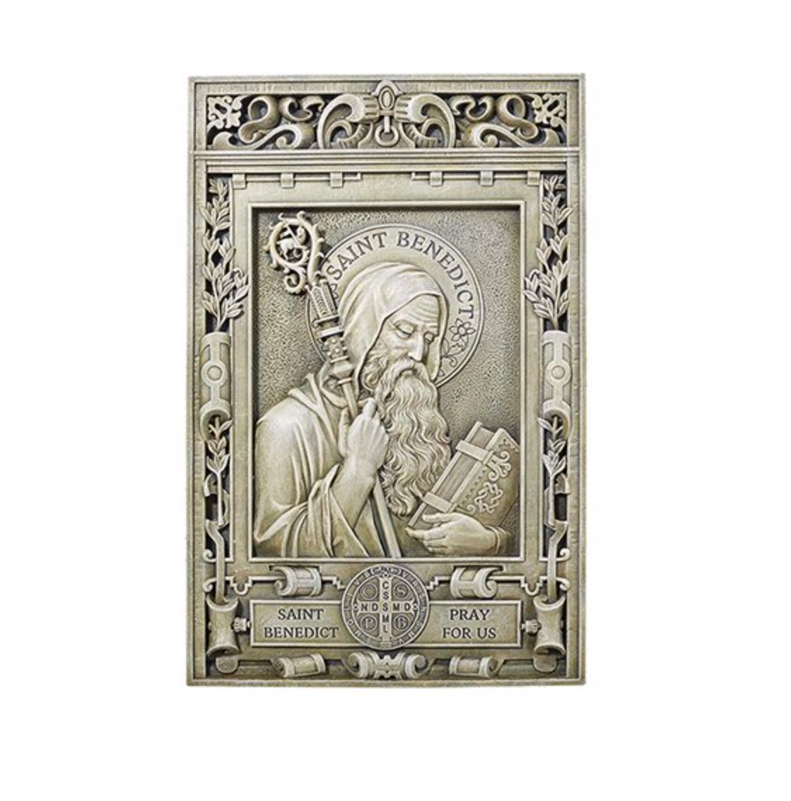 Saint Benedict Garden Plaque 15" | THE DOMESTIC MONASTERY