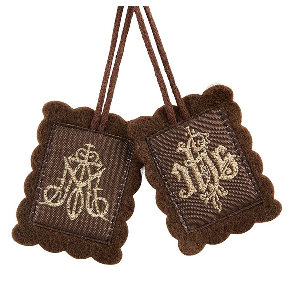 Deluxe Embroidered Brown Wool Scapular The Domestic Monastery