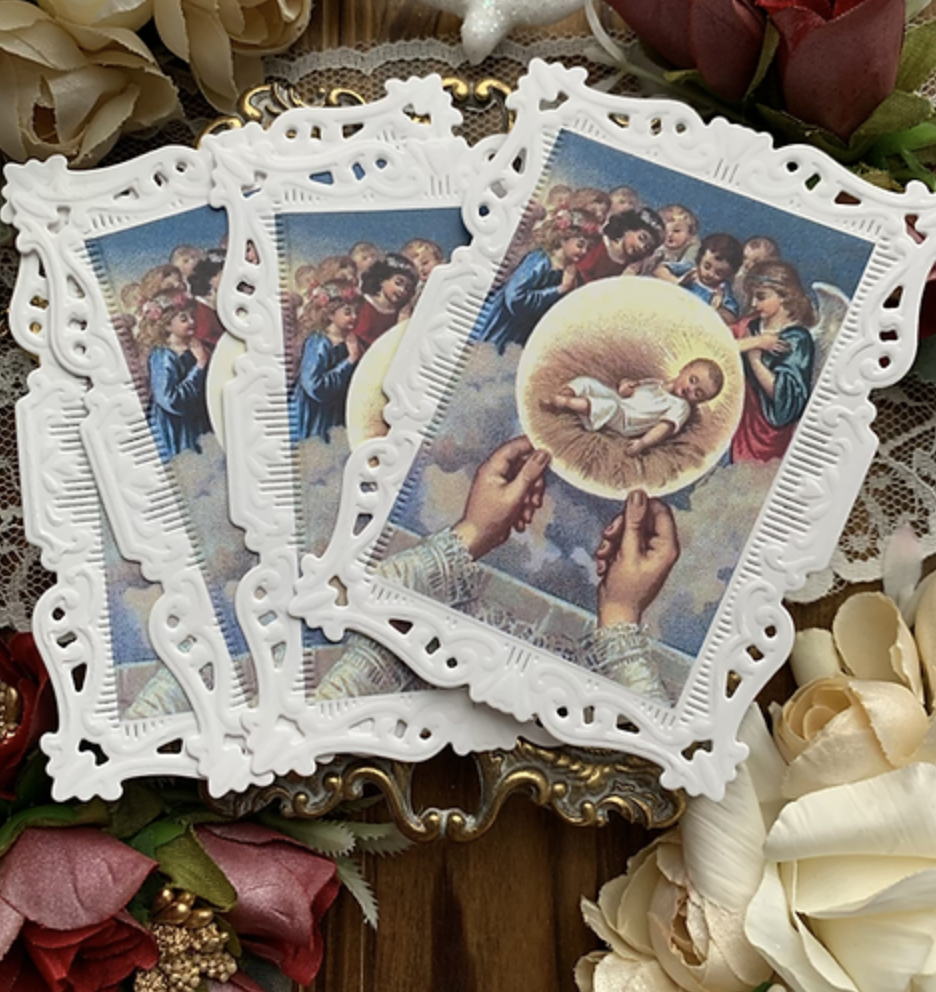 Angels Adoring The Eucharist Priest Elevation baroque paper lace holy ...